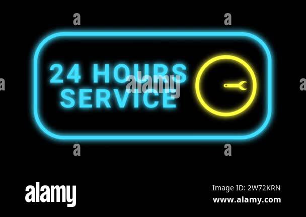 Unick 24 hour service icon with motion animation. Using repair tool ...