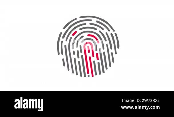 Touch id access. Red fingerprint sensor. Touch ID icon on transparent ...