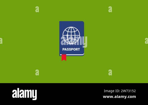 passport icon animation on the green screen background. 4K video ...