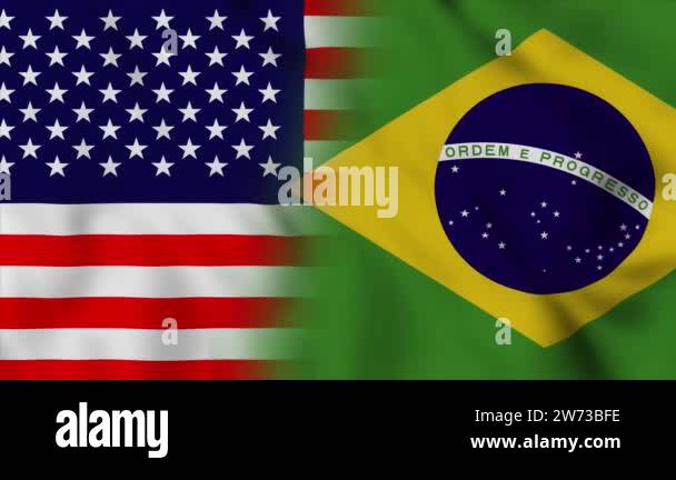 The United States of America and Brazil flag. USA and Brazil Mixed ...