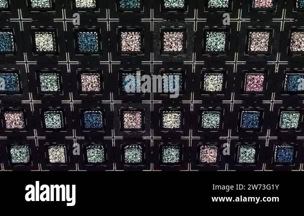 QR code abstract technology background, seamless loop. Animation. 3D ...