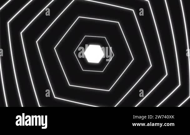 4K Abstract Hexagon Infinity Zoom Loop Animation Black And White ...
