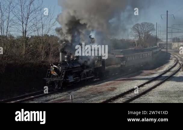 Ronks, Pennsylvania, January 2020 -An Aerial View of a Steam Locomotive ...