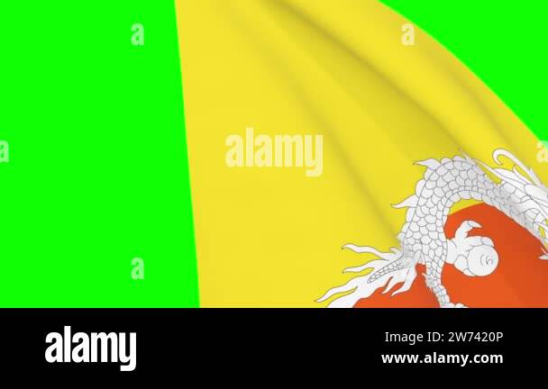 Kingdom of Bhutan waving flag transition 4k and 1080 HD seamless loop ...