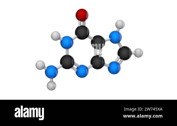 Chemical structural formula and model of Guanine. Nitrogenous base ...