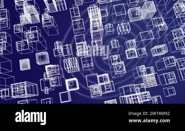 Animation of 3d architecture city drawing moving with scope scanning ...