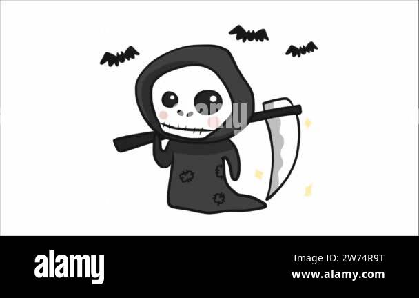 cartoon death with animated flying bats Stock Video Footage - Alamy