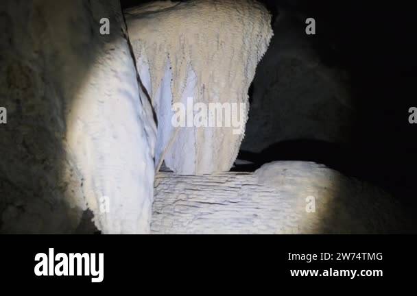 Underground Cave with Stalactite Rock Formations Hanging from Twins ...