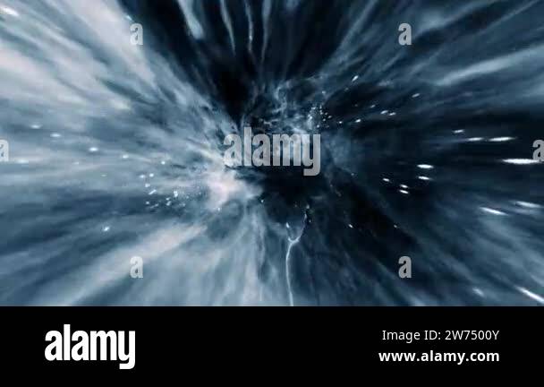 Abstract Flight into dark blue hyperspace tunnel animation. 4K 3D Loop Sci-Fi traveling in an ...