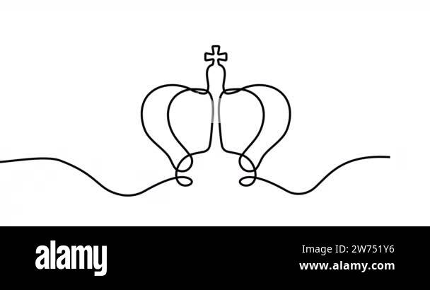 Self drawing king crown. Simple animation of single continuous one ...