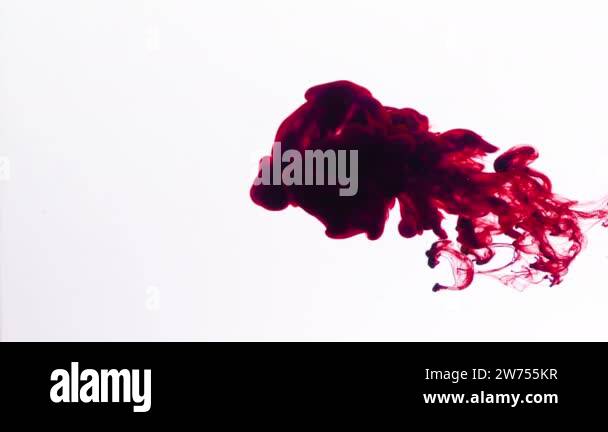 Blood Red Ink Dropping Into Liquid - A deep blood red drop of ink ...