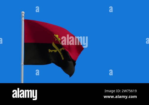 Republic of Angola national flag, waving in the wind. 3d rendering, CGI ...