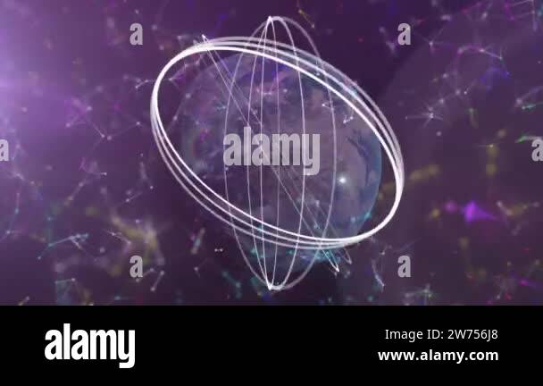 Animation of globe, scope scanning and networks of connections. global technology, connections ...