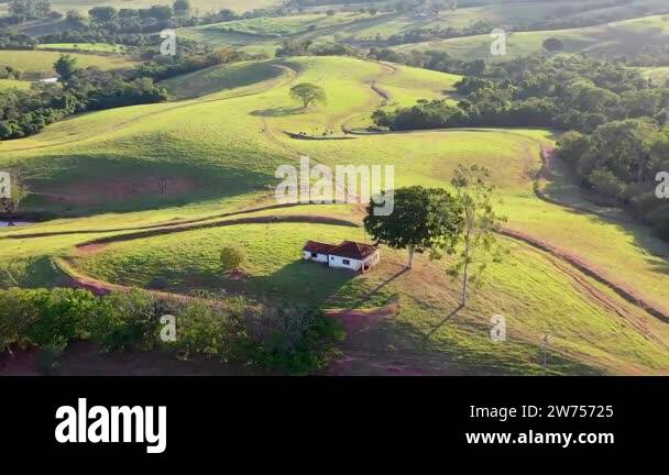 Sunrise view of rural life in the countryside. Trees scene.Sunrise view ...