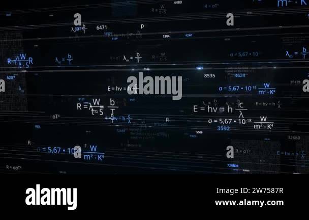 Appearing mathematical formulas on black background. Animation. Mathematical formulas and ...