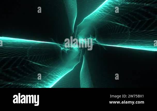 Geometric abstract motion background. Web of turquoise mesh strings ...