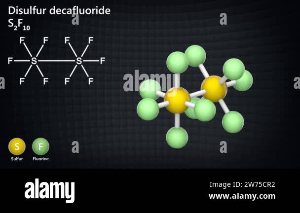 Disulfur decafluoride (formula S2F10 or F10S2) is a colorless volatile liquid or gas with an ...
