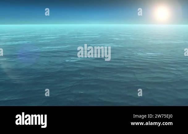 Realistic landscape ocean with shine from sun.Ripple and wave on the ...