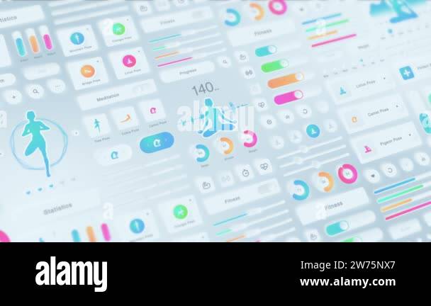 Creative design of yoga application. Neumorphism. Hi tech panel ...