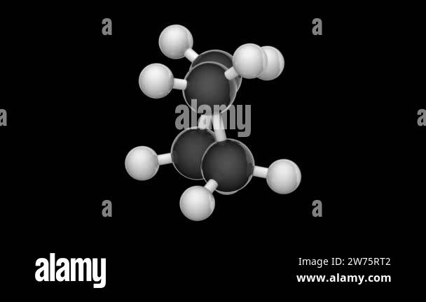 Structural chemical formula and molecular structure of Cyclobutane(C4H8 ...