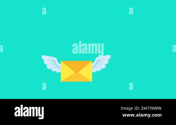 Flying email icon. Envelope. Mail and messaging icon with wings. 4k ...