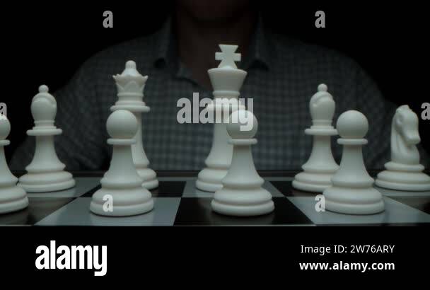 White moves with a pawn. Super-macro photography of a chessboard with ...