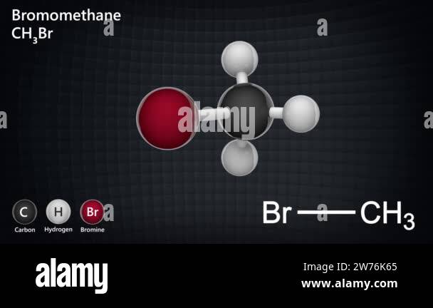 Molecular structure of Bromomethane (CH3Br) - pesticide, fumigant and ...