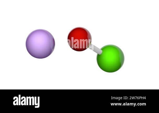 Lithium hypochlorite (Molecular formula LiClO or ClLiO). 3D render ...