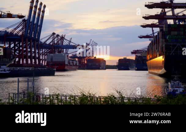 Sunset over port hamburg germany Stock Videos & Footage - HD and 4K ...