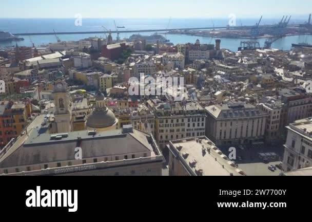 Aerial panoramic drone view of buildings and streets surrounding Port ...