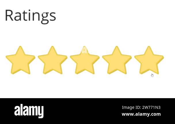 Mouse Cursor Slides Over And Clicks 5 Star Rating Device Screen View Of Cursor Clicking