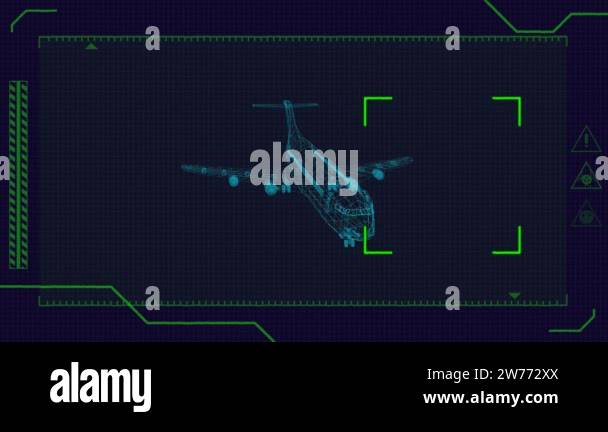 Animation of 3d airplane drawing with scope scanning and data ...