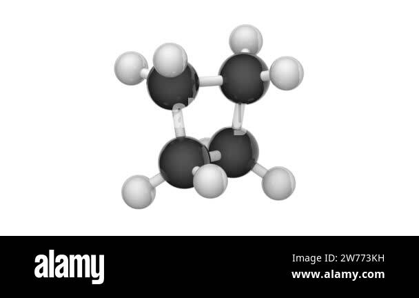 Structural chemical formula and molecular structure of Cyclobutane(C4H8 ...