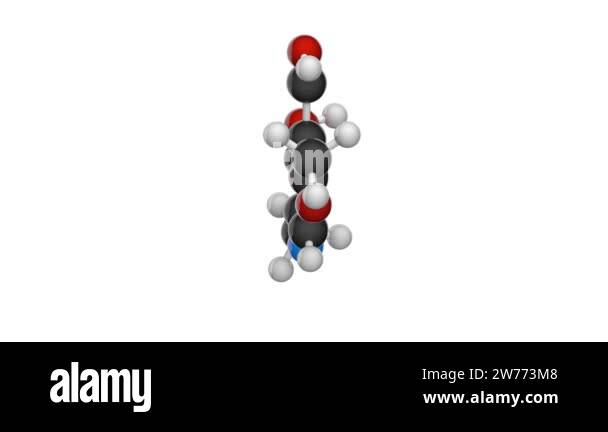 Molecular structure of Vitamin B6 (Pyridoxal). 3D render. Seamless loop ...