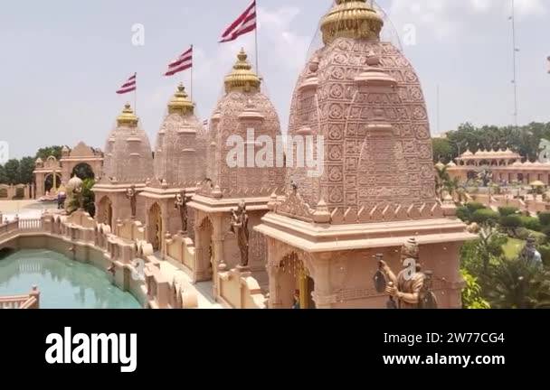 Swaminarayan temple from nilkanth dham poicha Gujarat India Stock Video ...