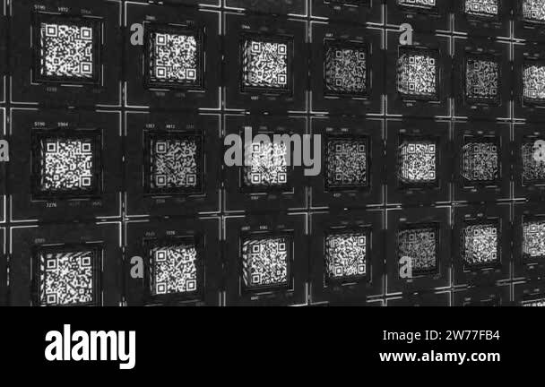 Electronic background with Qr Codes. Animation. Data base with Qr codes ...