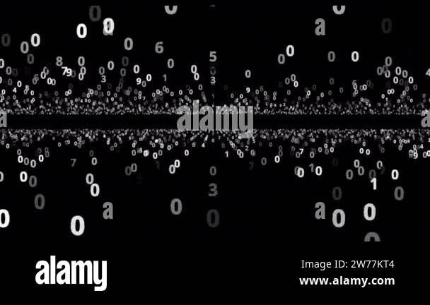 White random numbers on a black background flying in space. Flight ...