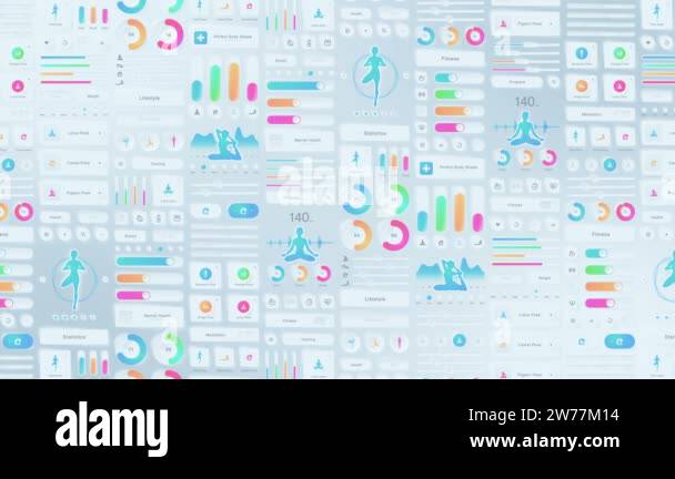 Creative design of yoga application. Neumorphism. Hi tech panel ...