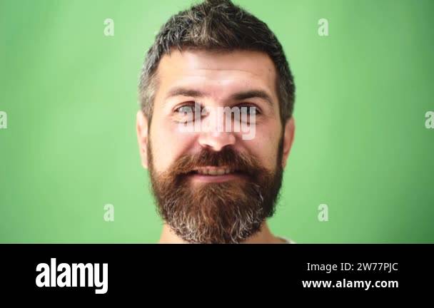 Happy bearded man. Closeup smiling portrait. Laughing guy. People ...