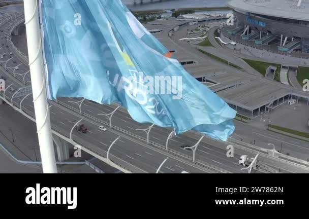 SAINT PETERSBURG / RUSSIA - JUNE 1, 2021: UEFA flag at World Cup 2020 ...