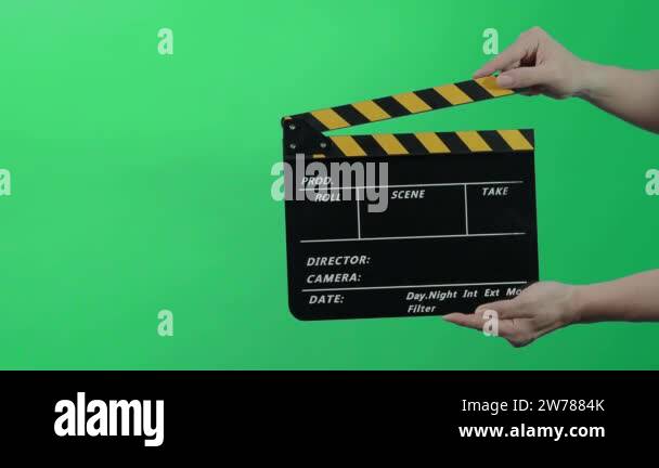 Film Slate or Movie Clapperboard with Blue Green screen background ...