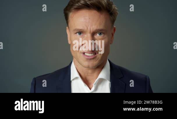 Furious Look Close-up Man Face. Fierce Businessman Looking at Camera ...