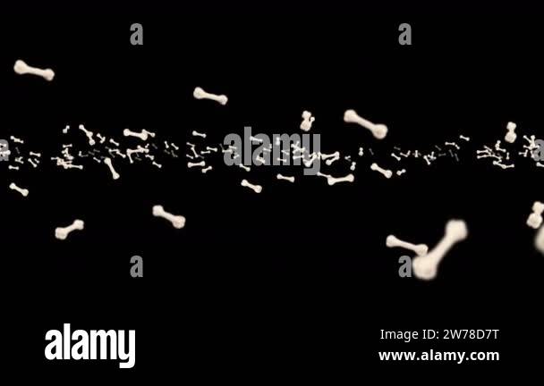 Flying many bones on black background. Dog bone icon. Pet food. 3D ...