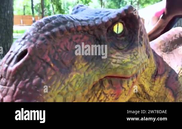 A close-up of a full-length mini Tyrannosaurus Rex. Reconstruction of ...