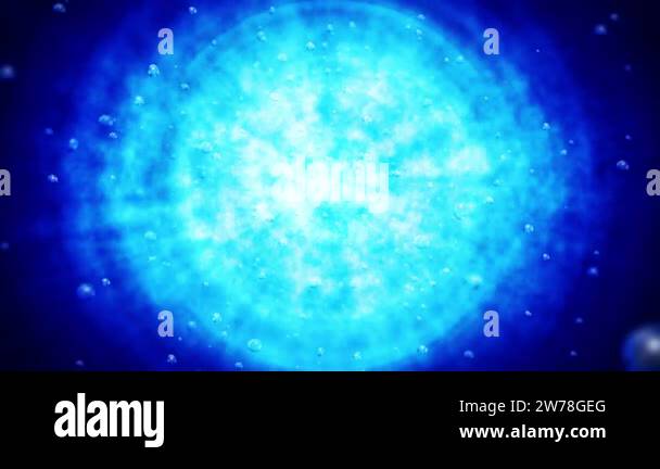 Bubbles underwater rising to water surface. Blue ocean illuminated the bright rays. Water ...