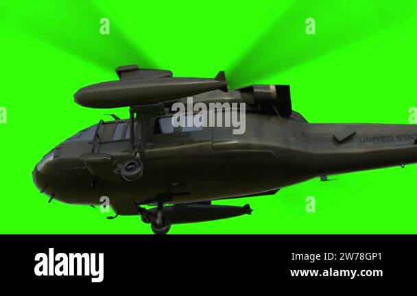 Military helicopter UH-60 Black Hawk realistic 3d animation. Realistic ...