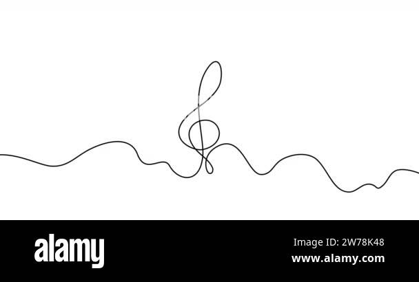 Self drawing treble clef. Simple animation of single continuous one ...