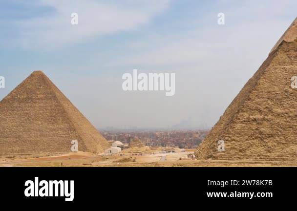 Panorama of the great pyramid of Cheops on the Giza plateau, Cairo. The ...