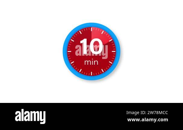 The 10 minutes timer. Stopwatch icon in flat style. Motion graphics ...
