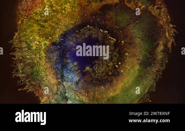 Solar flares. Gold shiny metallic particles, stardust. Explosion in ...